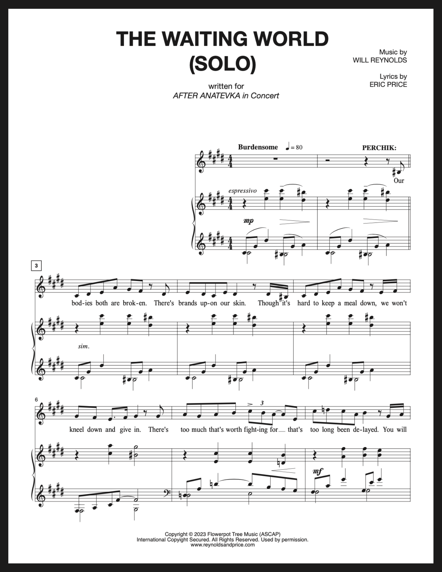 THE WAITING WORLD (Solo) – Reynolds & Price