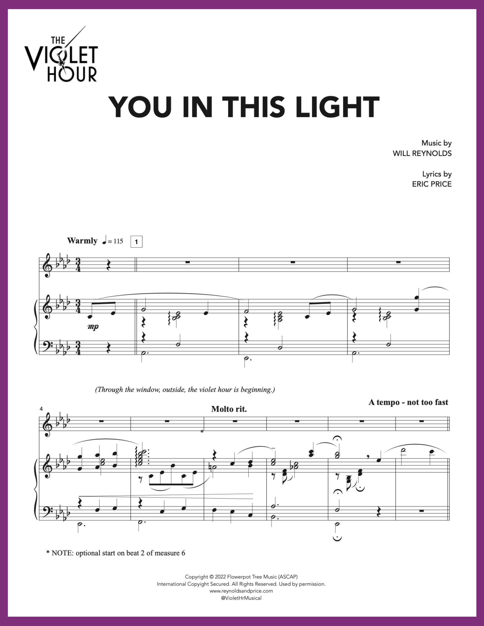 YOU IN THIS LIGHT - Duet – Reynolds & Price